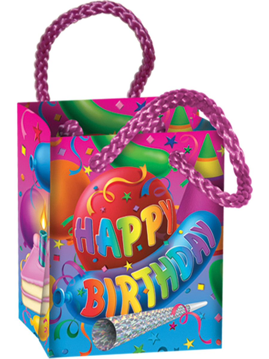 Colorful Happy Birthday Gift Bags 4 Pack