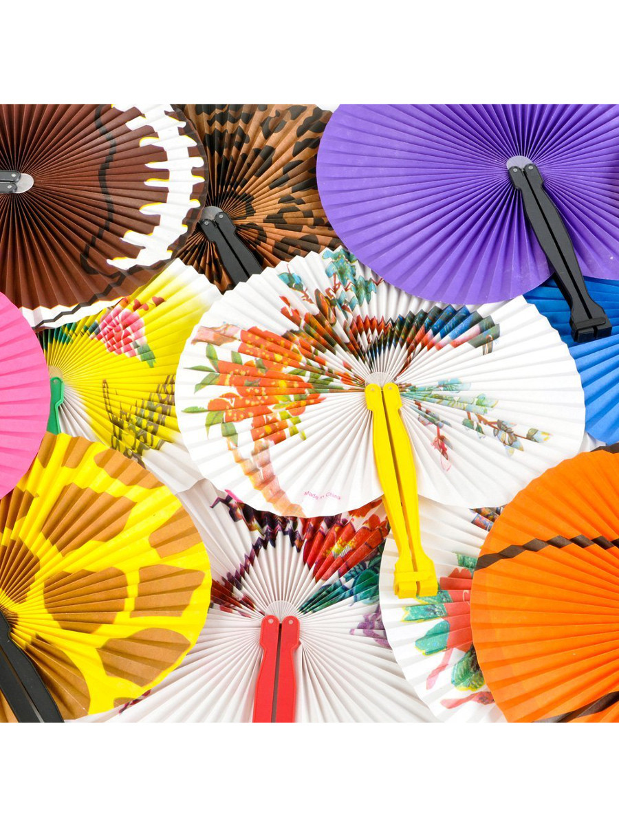Set Of 12 Assorted Folding Hand Fans