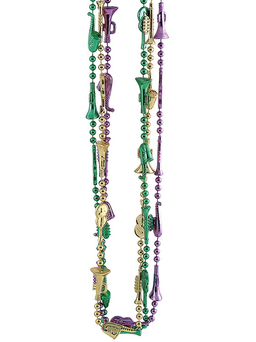 Mardi Grass Instrument Beads Necklace