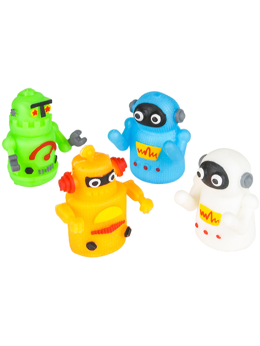 24 Set Of Assorted Color Robot Finger Puppets