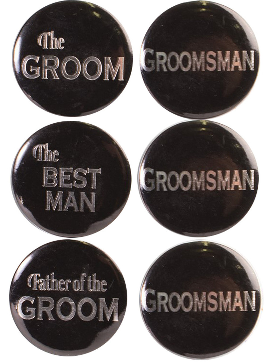 Groom Wedding Party Buttons Set