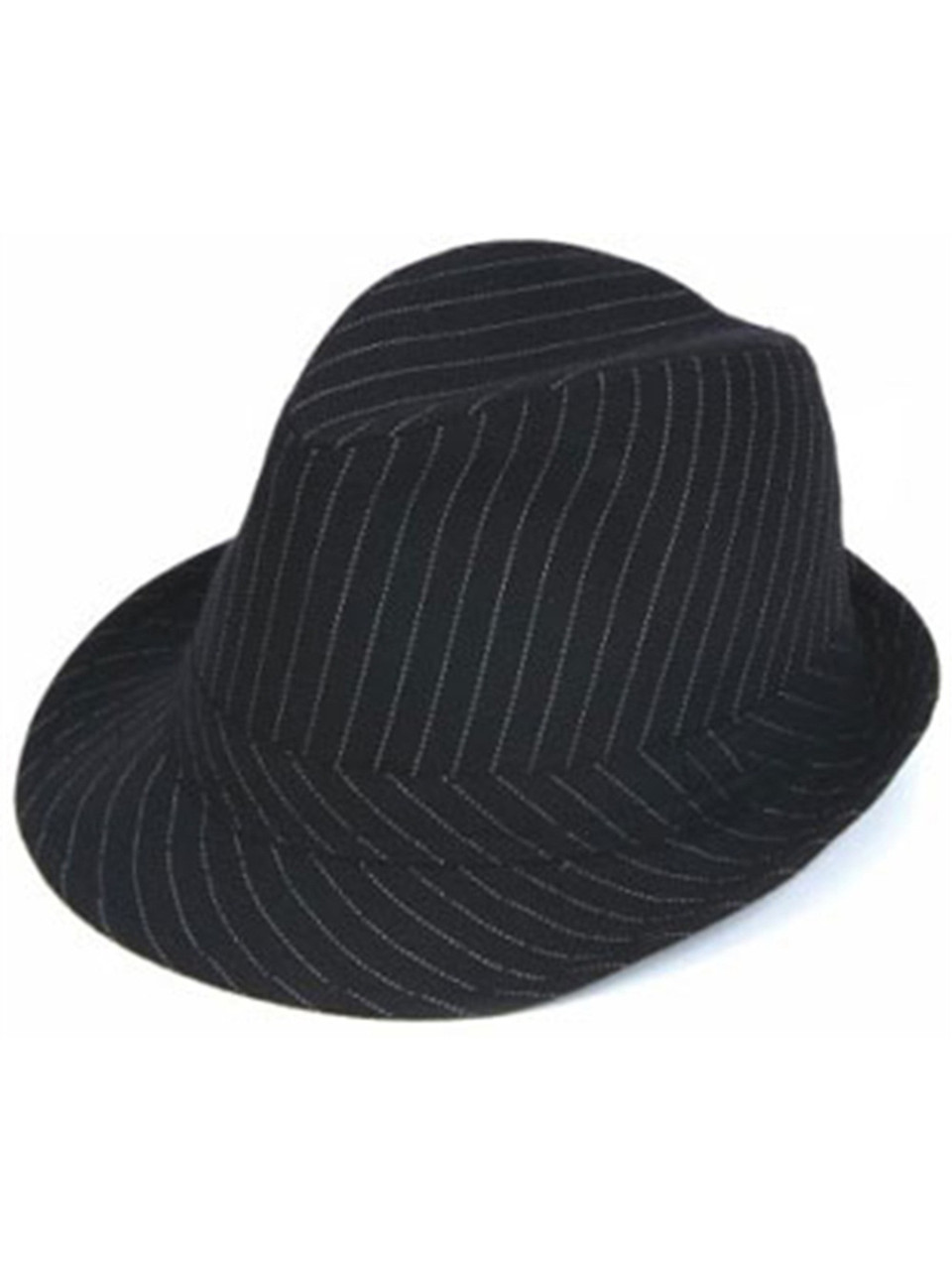 Pimp Gangsta Black Fedora With Pin Stripes Costume Hat