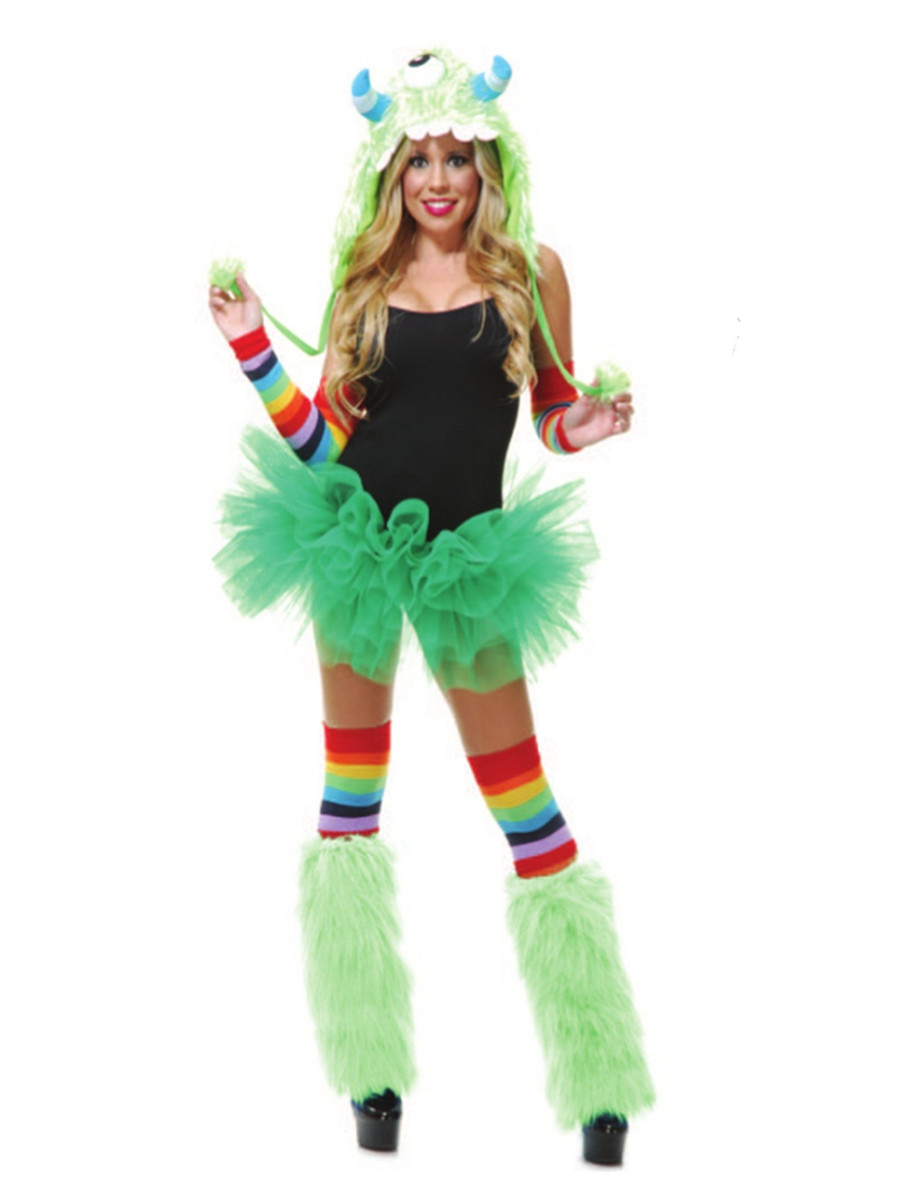Deluxe Green Furry Cyclops Monster Hood