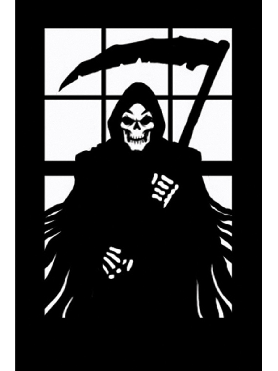 Scary Silhouette Grim Reaper Halloween Window or Mirror Cling Decal