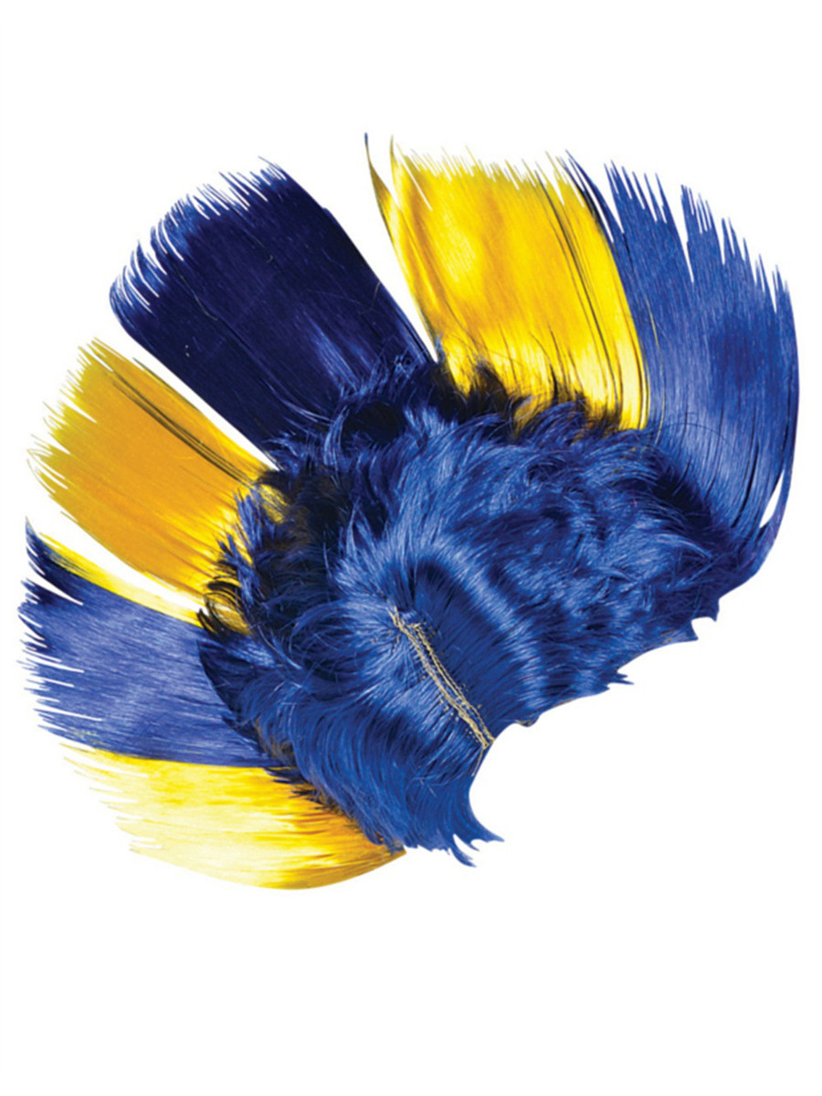 Blue and Gold Mohawk Team Spirit Wig