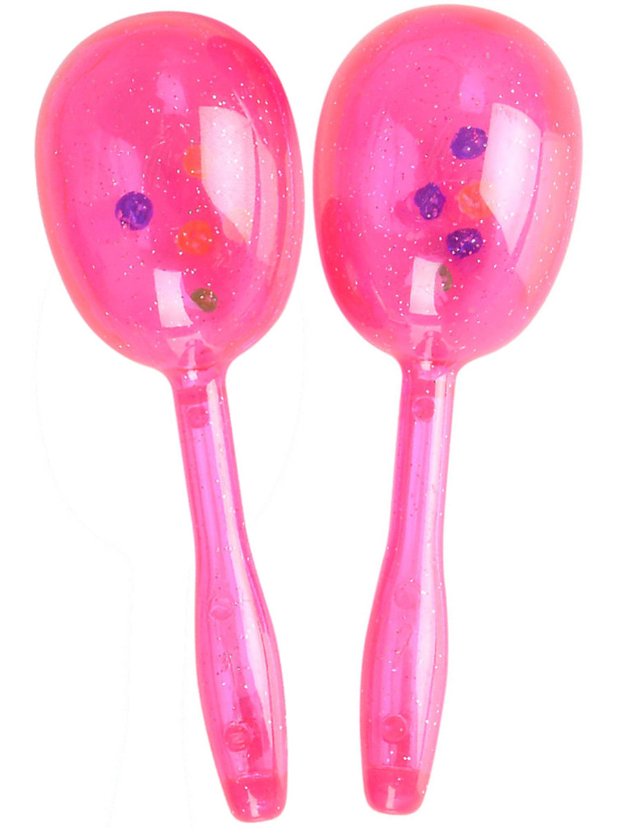 2 Pink Glitter Maraca Toys