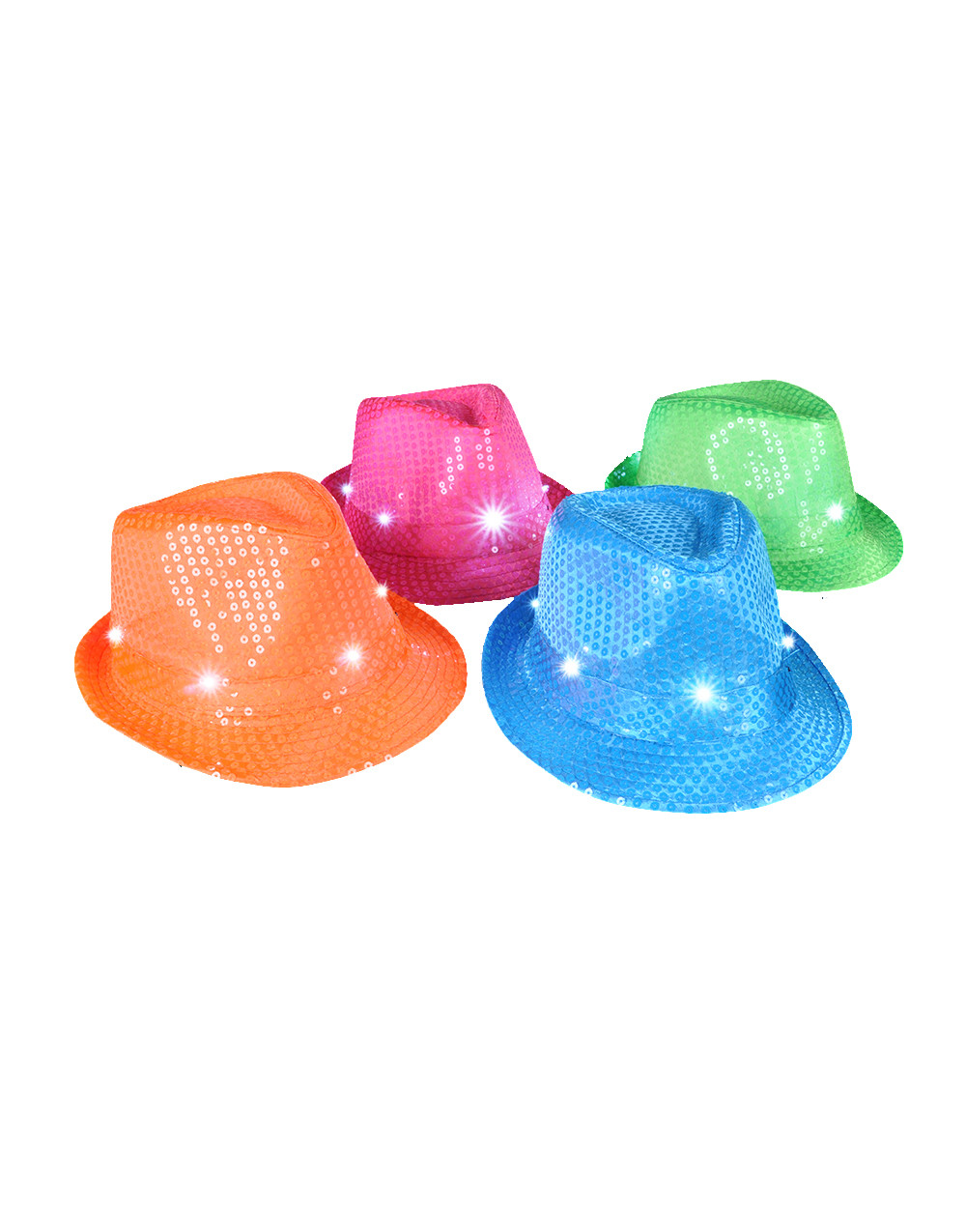 Flashing Neon Fedora Hat 12 Pack
