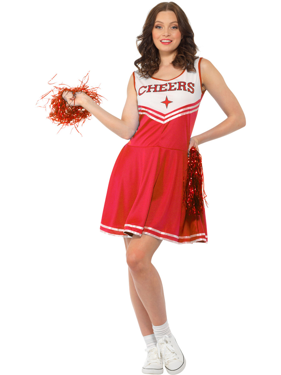 Red High School Cheerleader Uniform Women's Costume