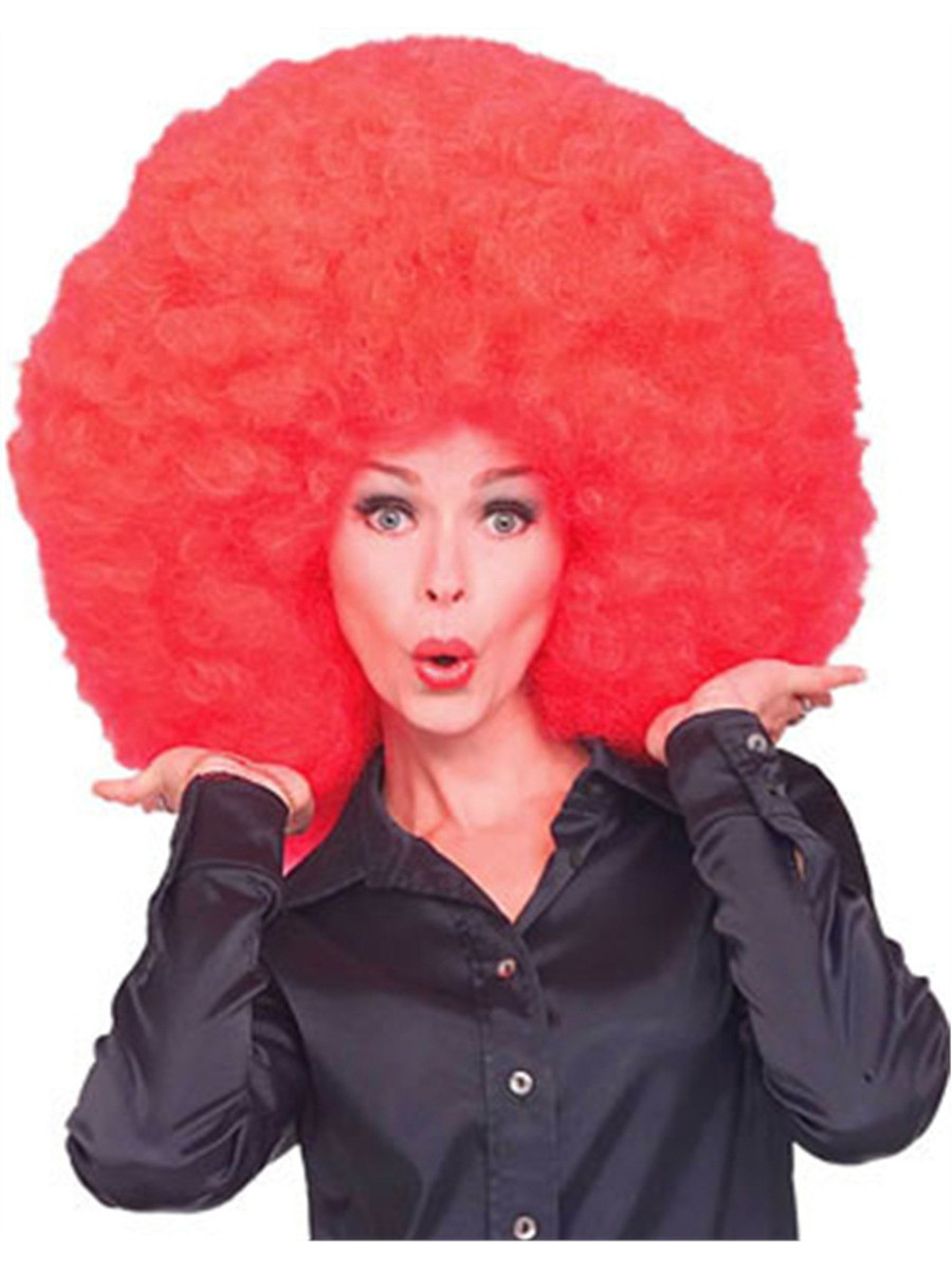 Deluxe Adult Red Oversize Costume Clown Pimp Afro Wig