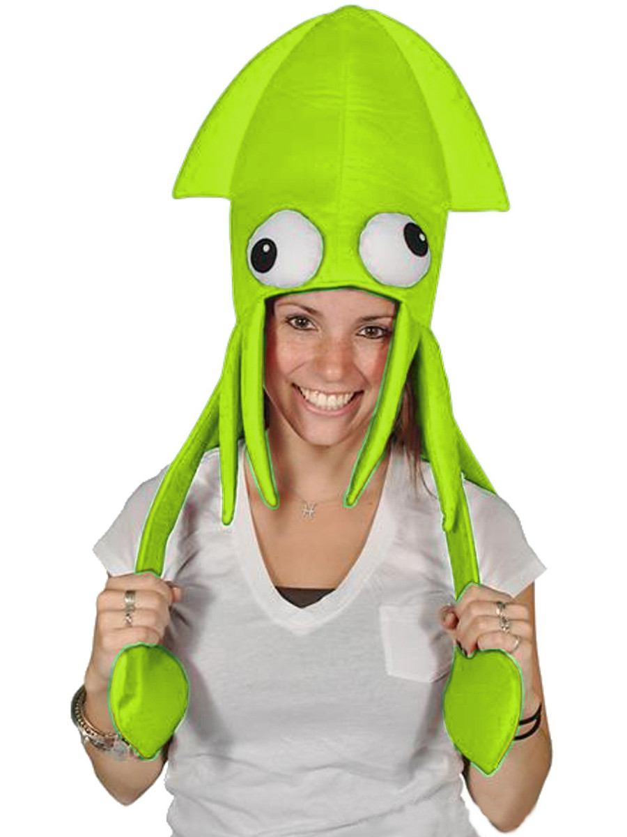 Green Squid With Long Tentacles Hat