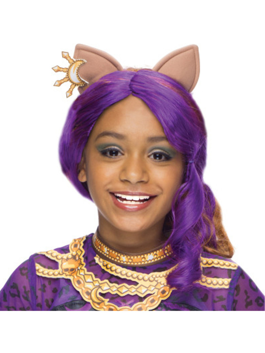 Girls Clawdeen Purple Wolf Wig With Ears