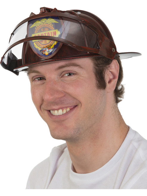Adults Brushed Red Fireman Captain Hat