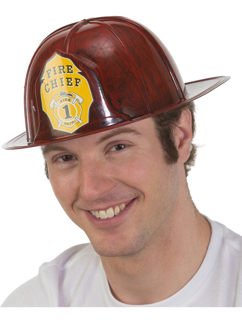 Adults Brushed Red Fireman Chief Hat