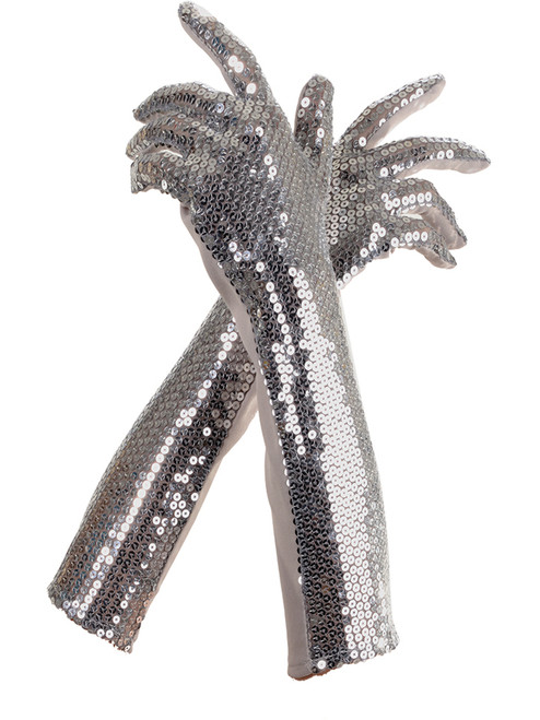 Michael Jackson White and Silver Sequin Glitter Glove