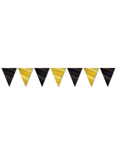 Black And Gold Pennant String Banner