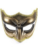 Black and Gold Half Mask with Stick