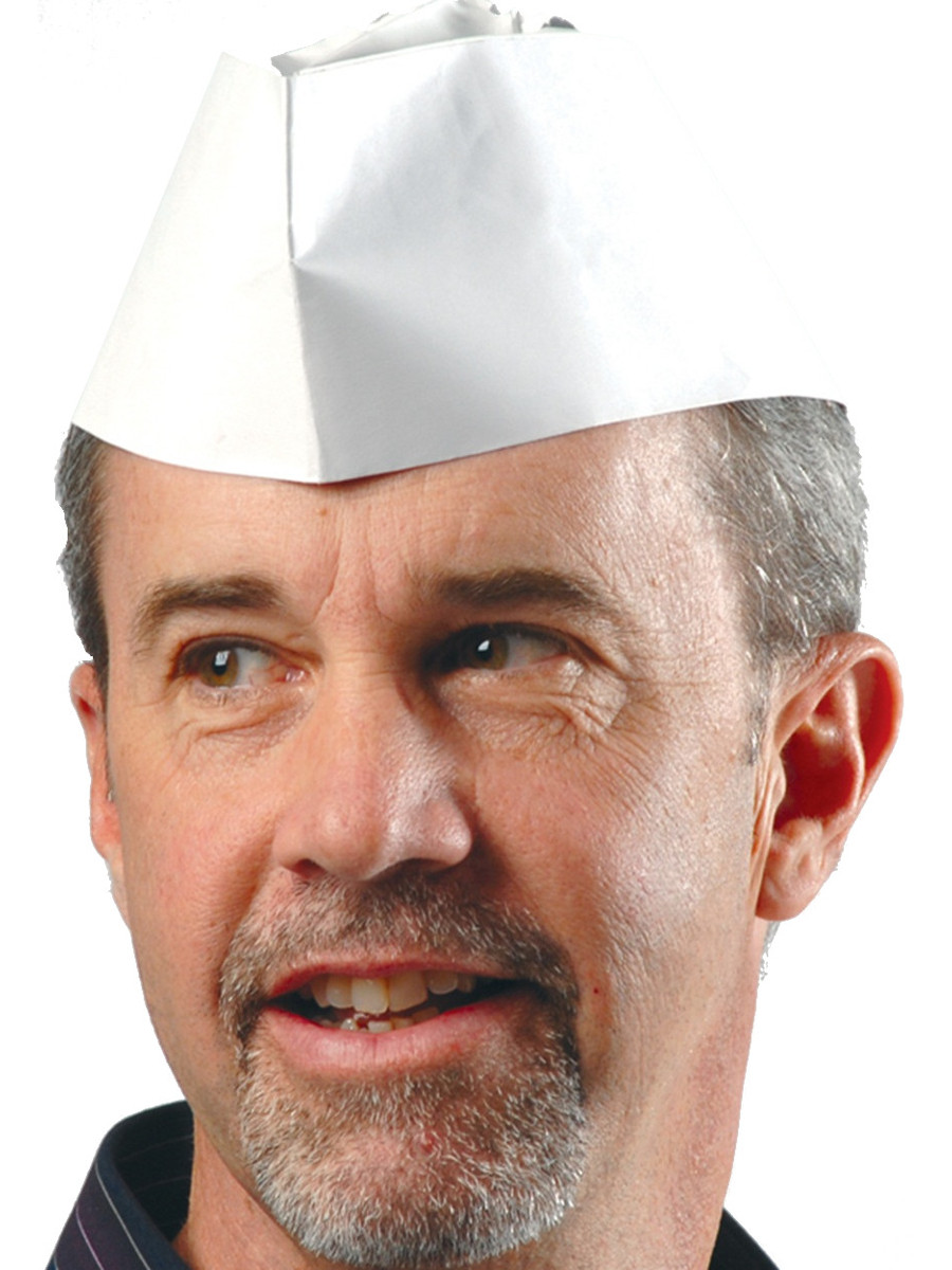 Adult Men's Short Order Cook Paper Bus Boy Hat