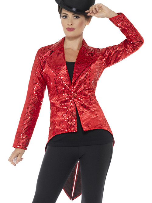 Red Sequin Women's Tailcoat Jacket