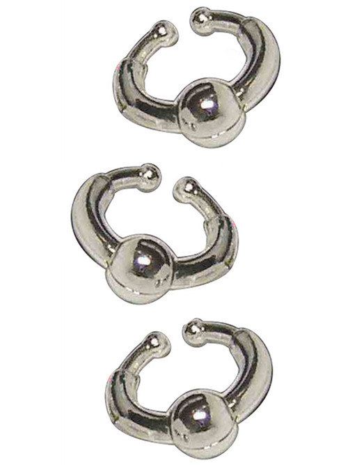 3 Silver Clip-On Ball Piercings