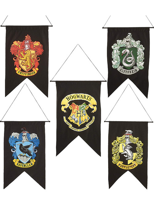Harry Potter House And School Flag Banners 5 Pack Bundle