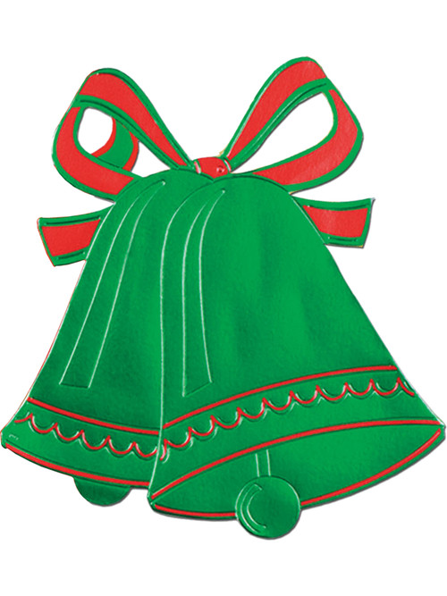 Christmas Hard Foil Paper Green Bells Cut Out