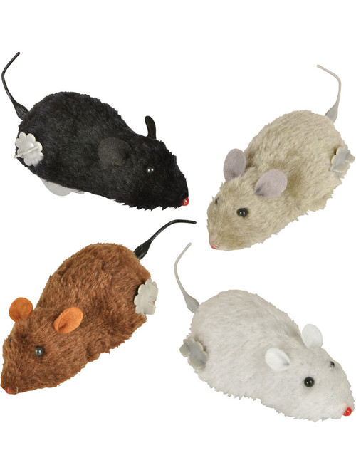 12 Assorted Wind Up Furry Mice