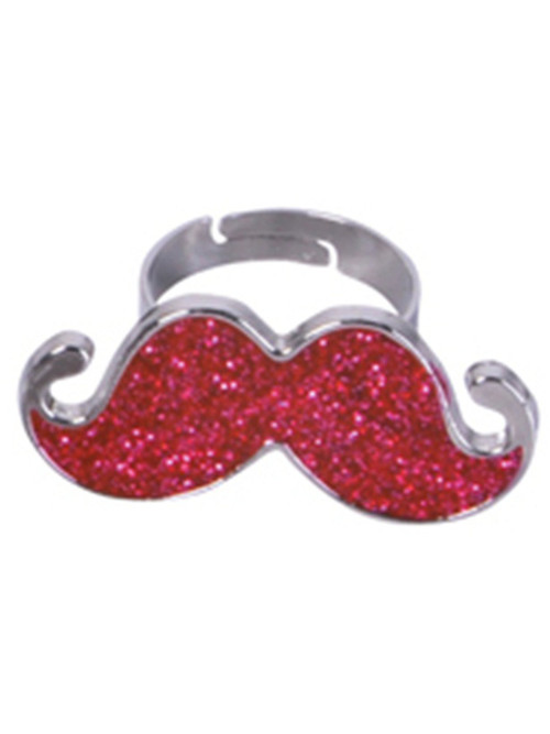 Pink and Silver Sparkle Moustache Ring