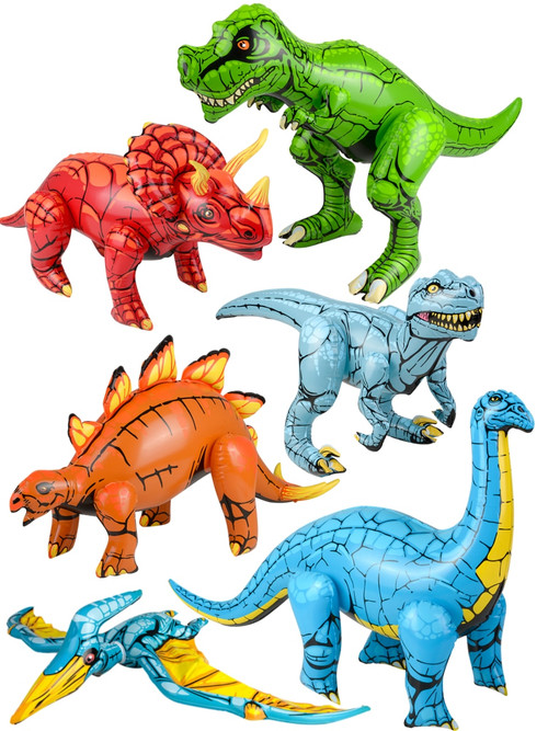 Assorted Inflatable 24" Dinosaurs 6 Pack