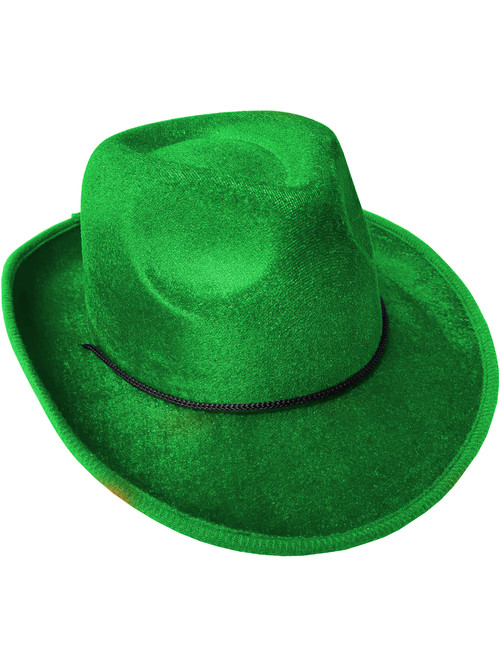 Adult's Green Velvet Gangster Cowboy Hat
