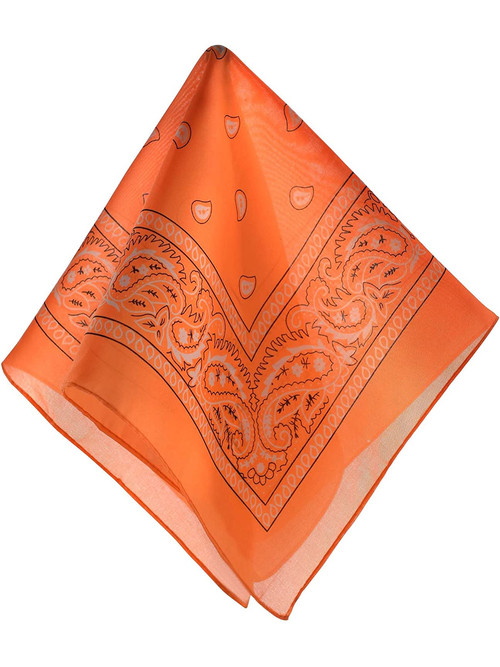 Paisley Pattern Cowboy Western Neon Orange Bandana 20"x20" Costume ...