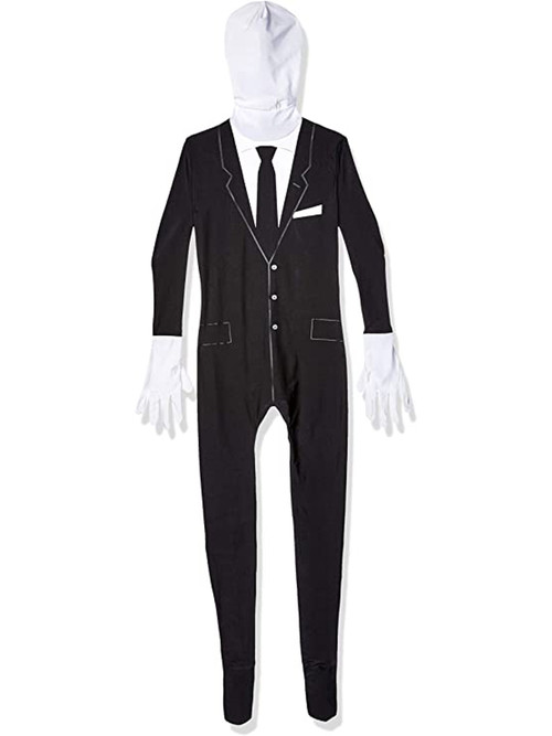Classic Black And White Slenderman Suit Morphsuit Adult's Costume