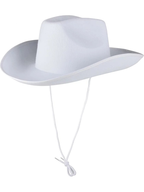 Kid's Country White Cowboy Felt Ranger Costume Hat With String