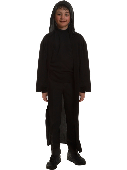 Kid's Peddler Rogue Thief Black Hooded Robe
