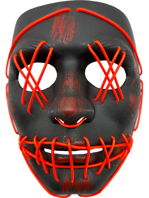 Heavy Cross Hatch Eyes Mask With Red Party Wire EL Light Up Costume ...