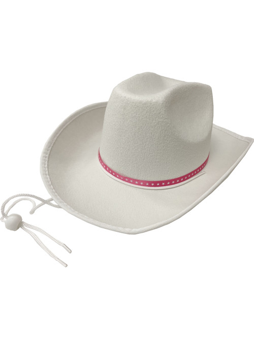 Adult's Fashion Doll White Cowboy Hat With Pink Sequin Hat Band