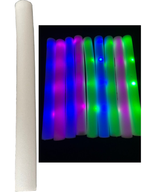 10 Light Up Colorful Flashing Foam Party Sticks