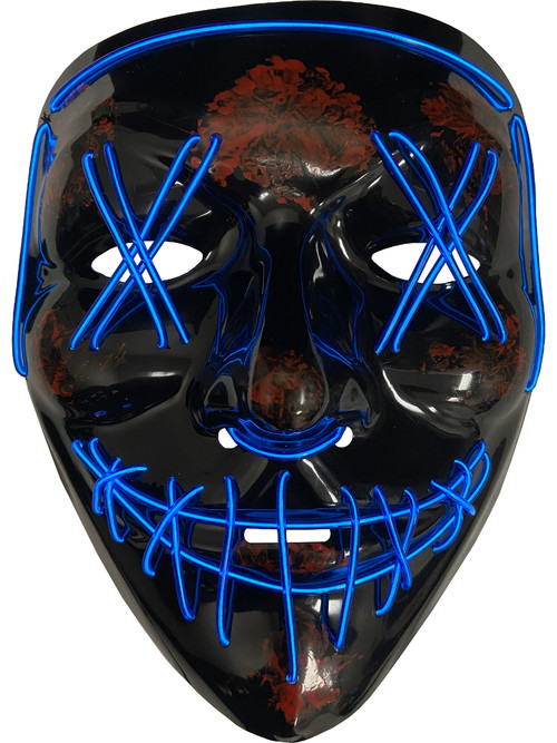 Cross Hatch Eyes Mask With Blue Party Wire EL Light Up Costume Accessory