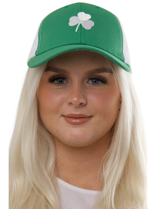 Adults Saint Patrick's Day Green Shamrock Mesh Back Trucker Hat
