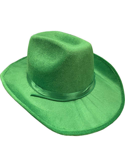 Adult's Green Velvet Texan Cowboy Hat