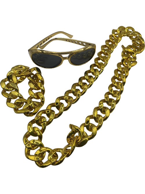 Adult's Hip Hop Gangster Rapper Bling Costume Accessory Kit