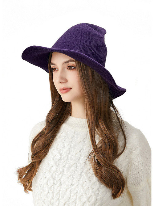 Cute Knitted Purple Salem Witch Hat