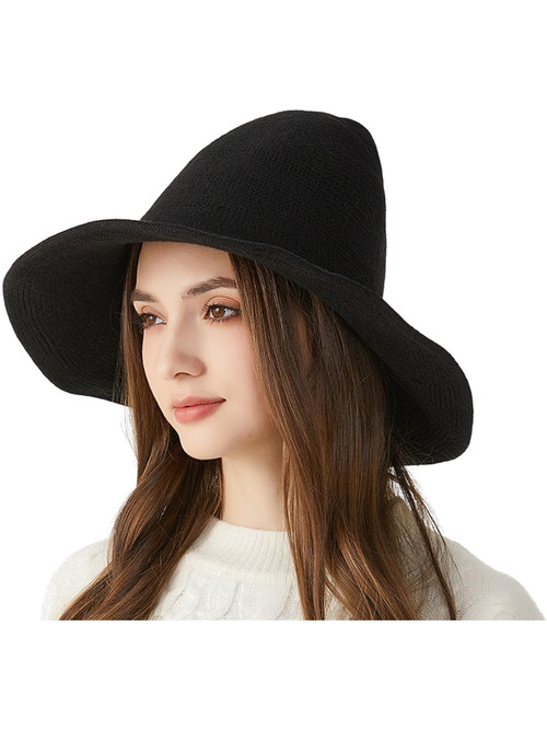 Cute Knitted Black Salem Witch Hat