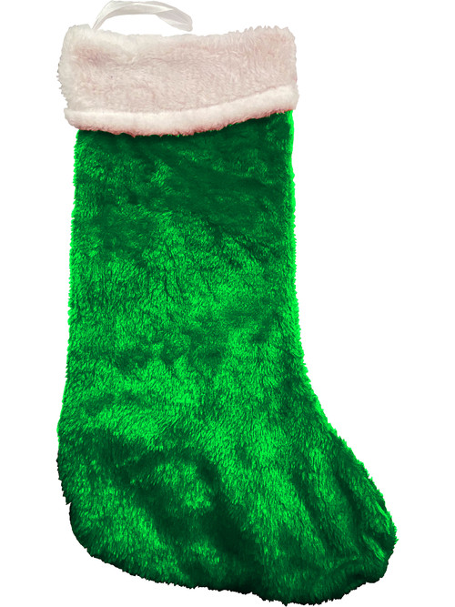 Plush Green Classic Christmas Stocking