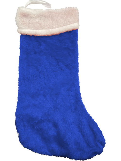 Plush Blue Classic Christmas Stocking