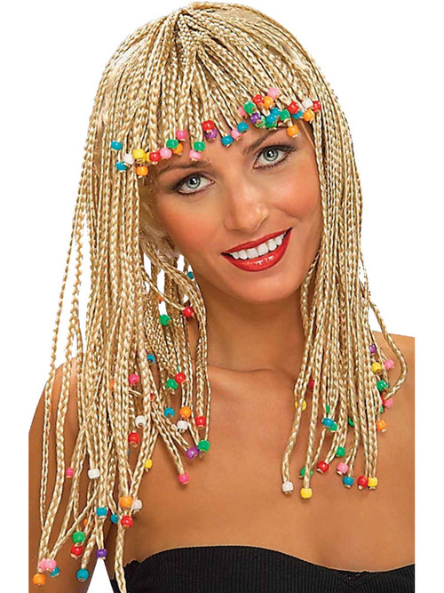 Blonde Beaded Corn Row Wig