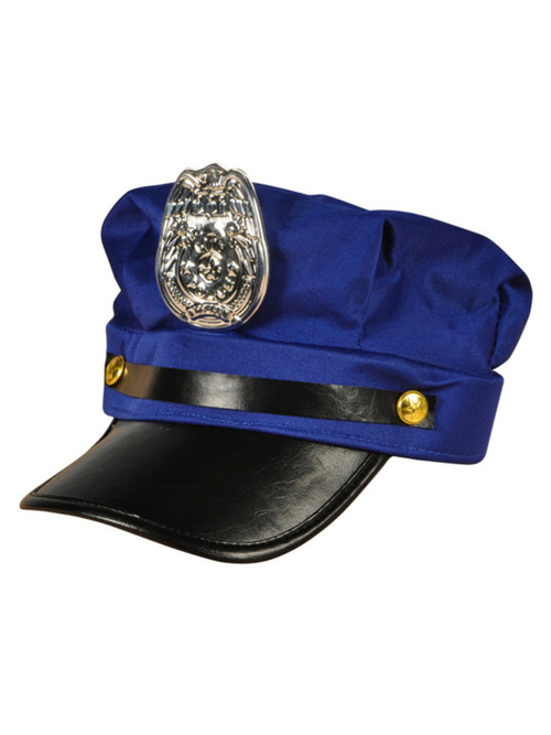 Deluxe Adult Police Hat with Vinyl Brim and Badge