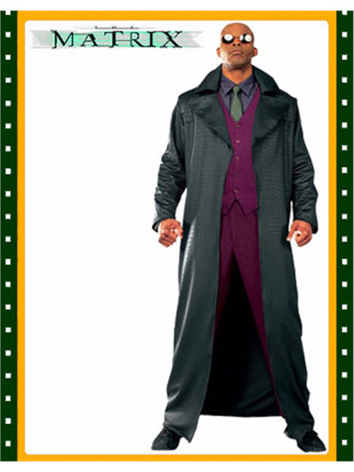 Adult Matrix Morpheus Costume with Trench Coat and Glasses