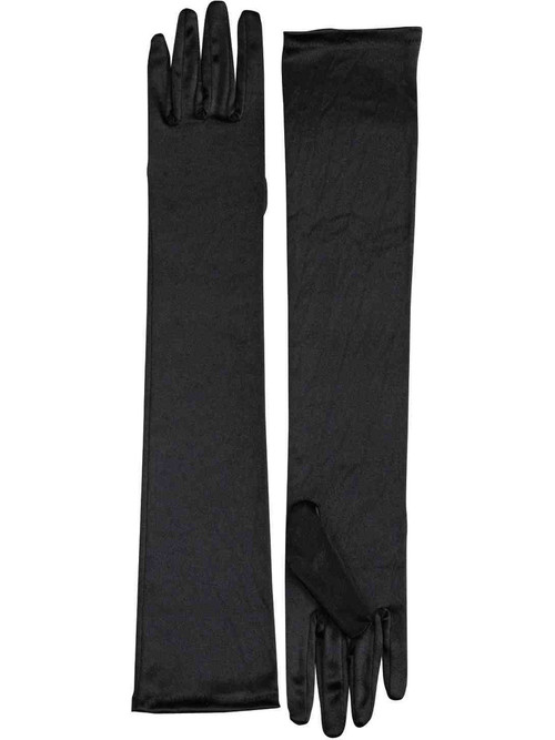 Adult's Deluxe Black Satin Opera Gloves
