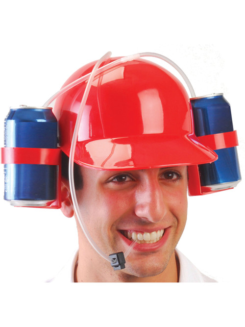 Red Beer or Soda Can Drinking Helmet