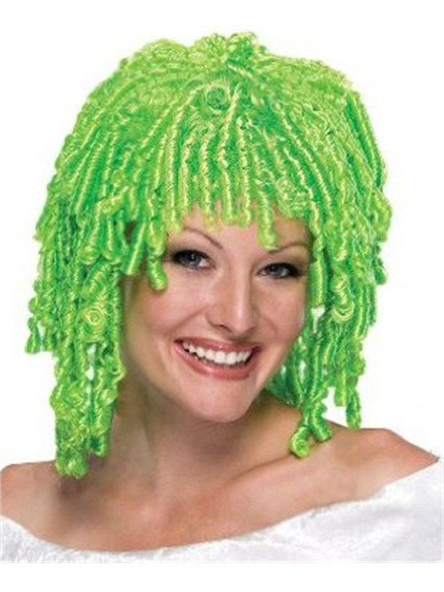 Lime Green Curly Cutie Rag Doll Yarn Wig